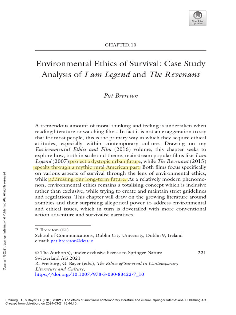 Brereton, Pat - The Revenant - I Am Legend (2021) | PDF | Environmental Ethics | Animal Rights