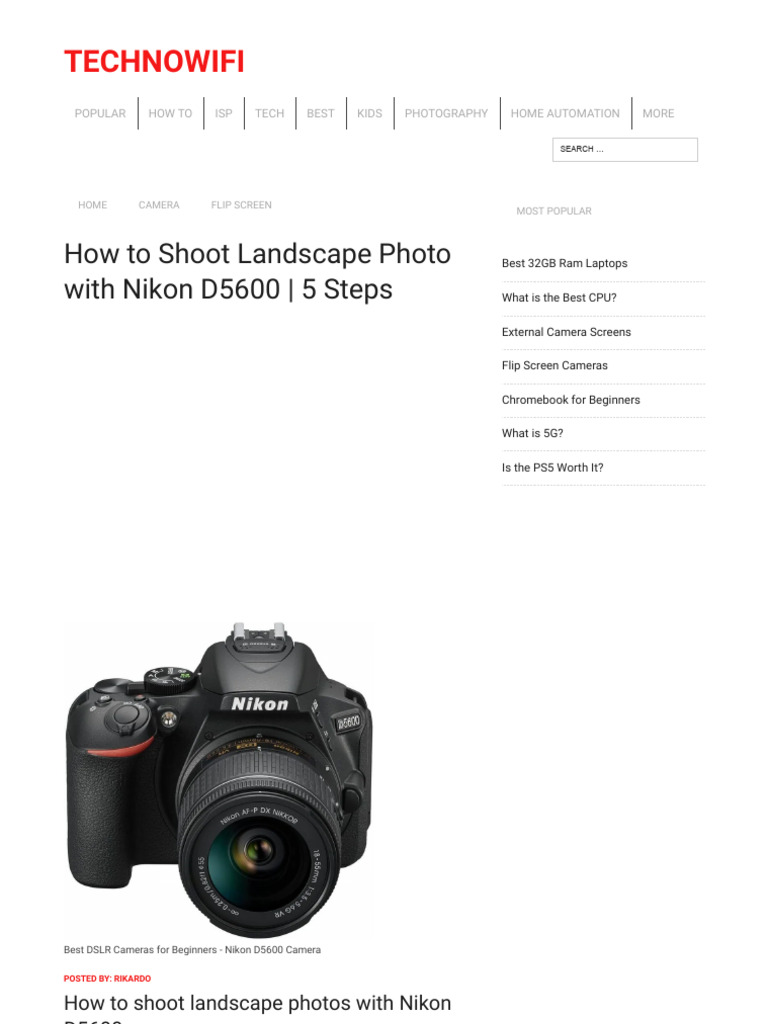 How To Shoot Landscape Photo With Nikon D5600 - 5 Steps - TechnoWifi | PDF | Camera | Shutter Speed