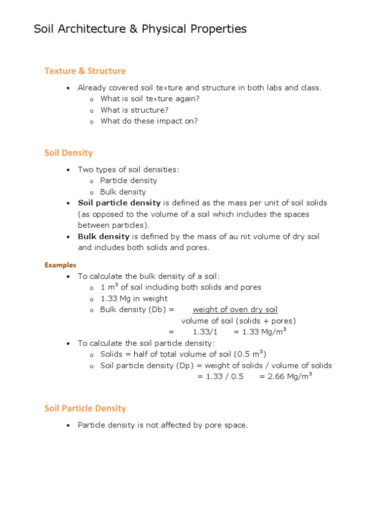 Soil Architecture and Physical Properties | PDF | Porosity | Soil