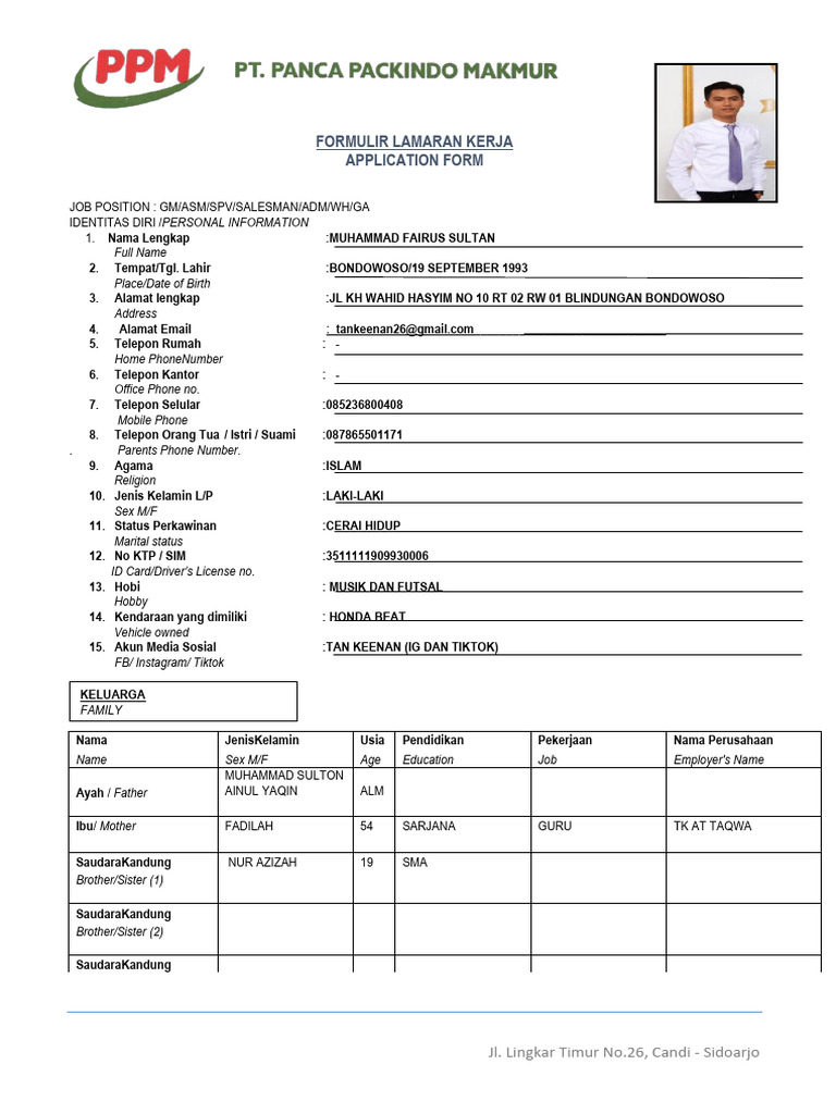 Form Lamaran PPM Done | PDF