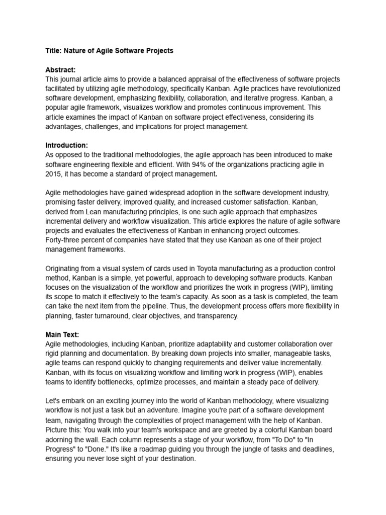 Title - Nature of Agile Software Projects | PDF | Agile Software ...