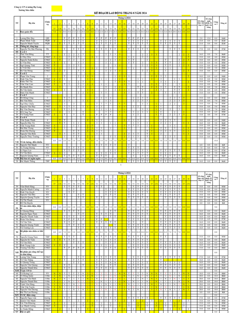 Lich Truc Tháng 6.2024111 | PDF