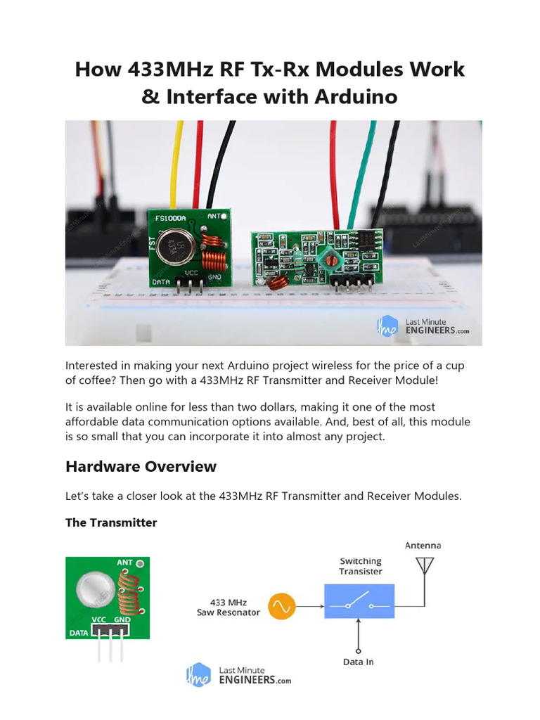 Interfacing 433MHz RF Module With Arduino | PDF | Modulation | Amplifier