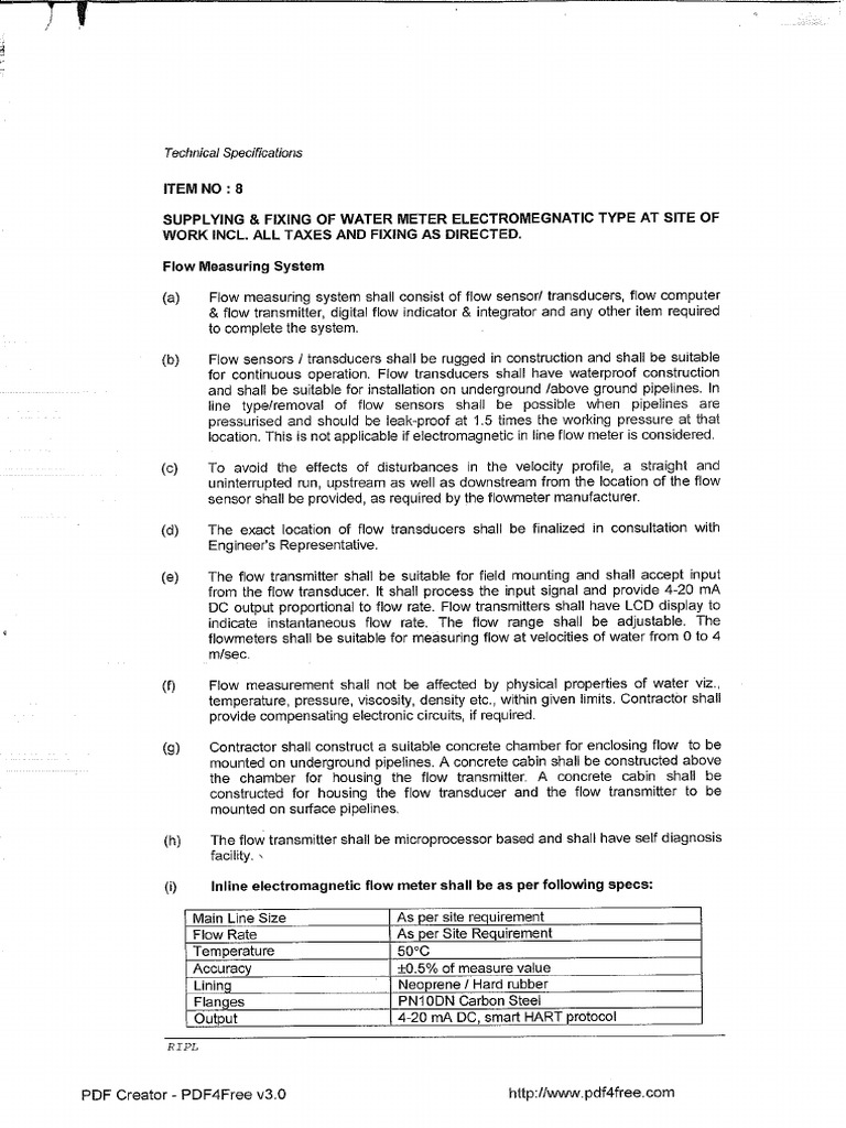 flow meter spec | PDF