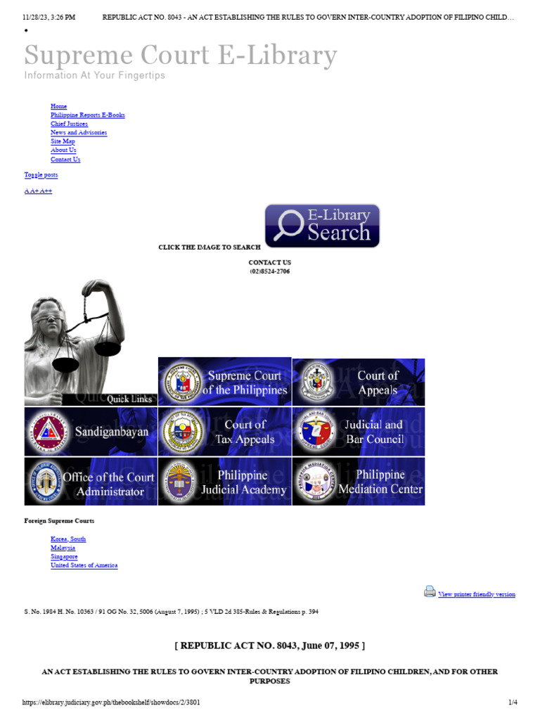 RA 8043 - Inter-Country Adoption | PDF | Adoption | Child Custody