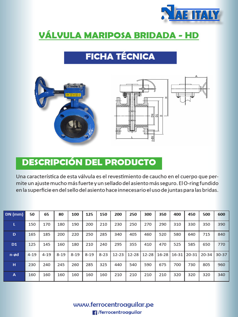 FICHA TÉCNICA VÁLVULA MARIPOSA BRIDADA | PDF