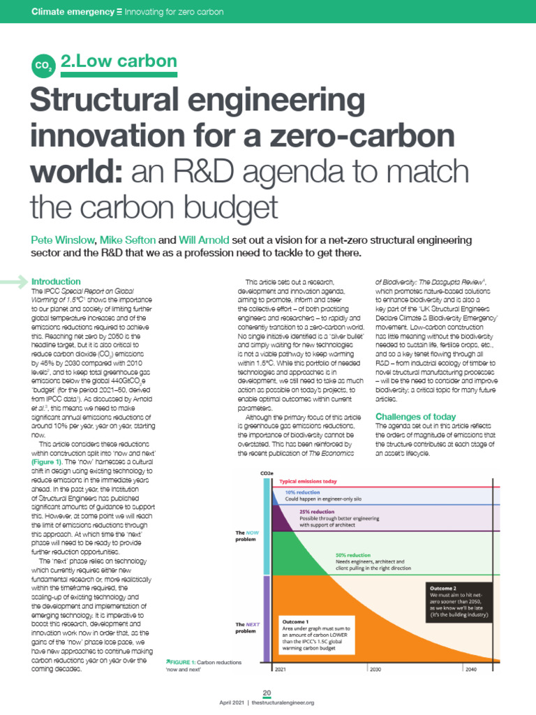 Structural Engineering Innovation For A Zero Carbon World An R and D Agenda - 3 | PDF | Concrete ...