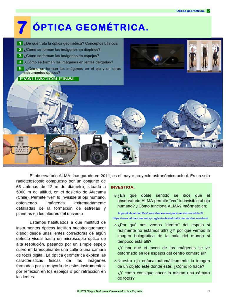 Fundamentos de Óptica Geométrica | PDF | Óptica | Espejo