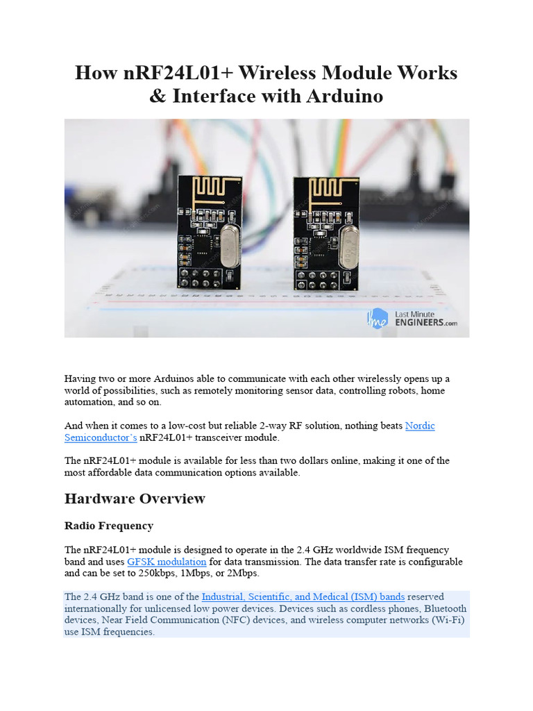 Interface nRF24l01 Radio Tranciever Module With Arduino | PDF | Transmission Control Protocol ...