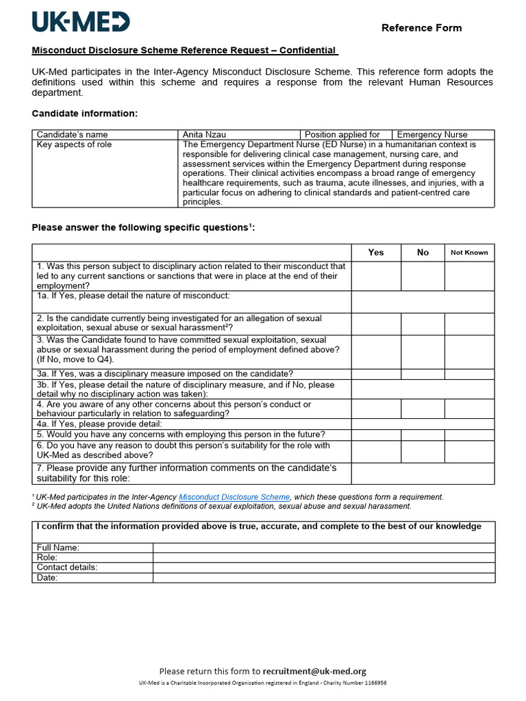 UK-Med Reference Request Form - MDS ED Nurse (HR) | PDF | Nursing ...