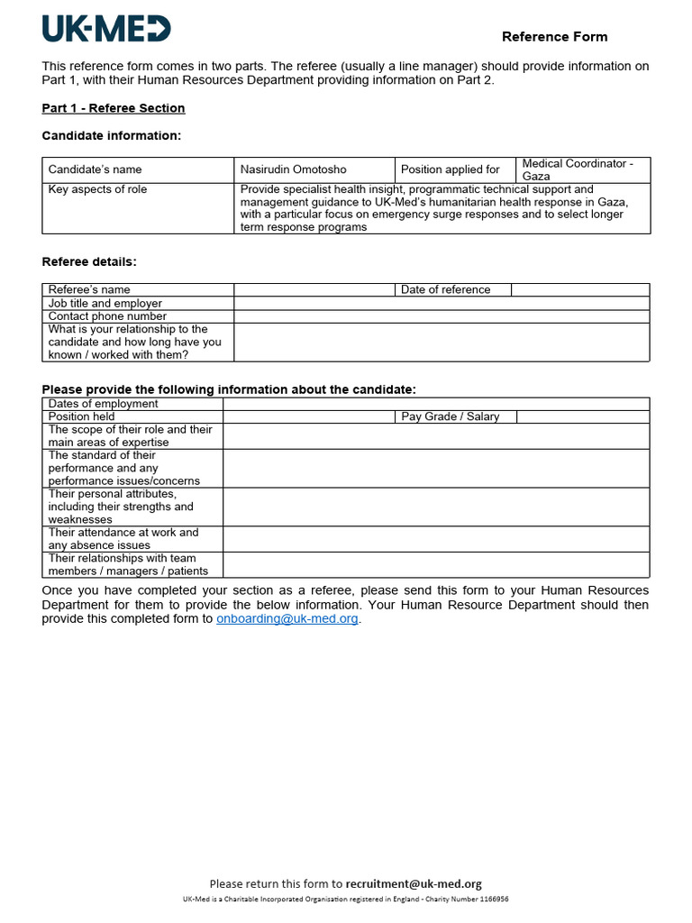 UK-Med Reference Form Guide | PDF | Human Resources | Charitable ...