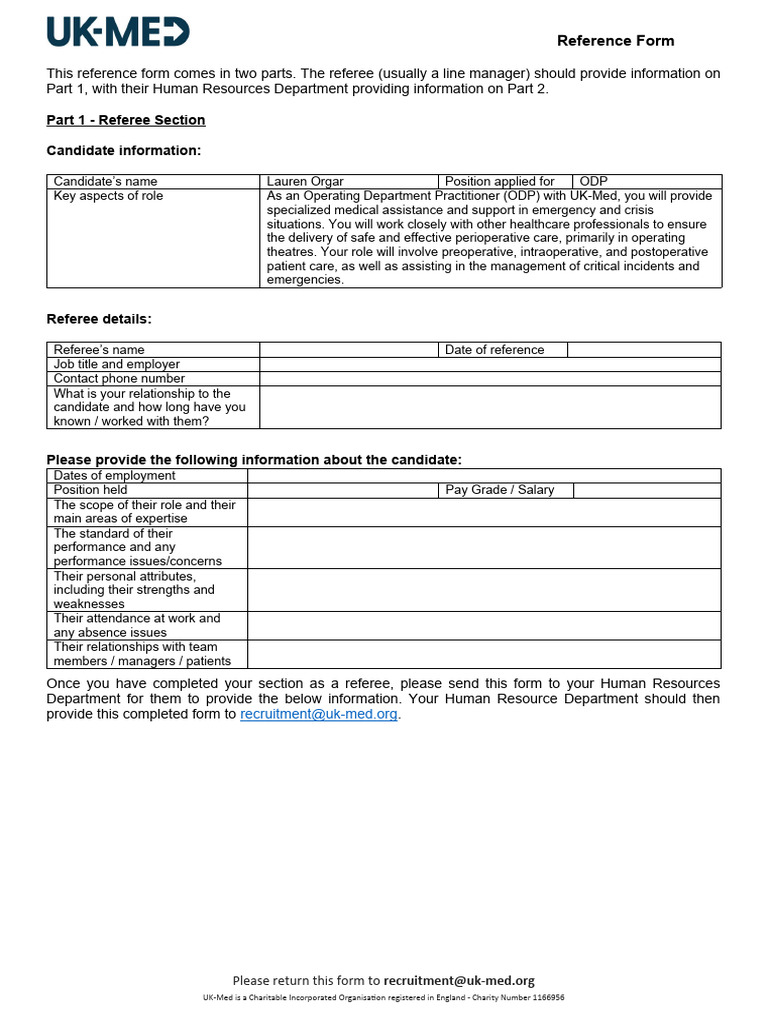 UK-Med Reference Request Form - MDS - ODP | PDF | Health Care | Medicine