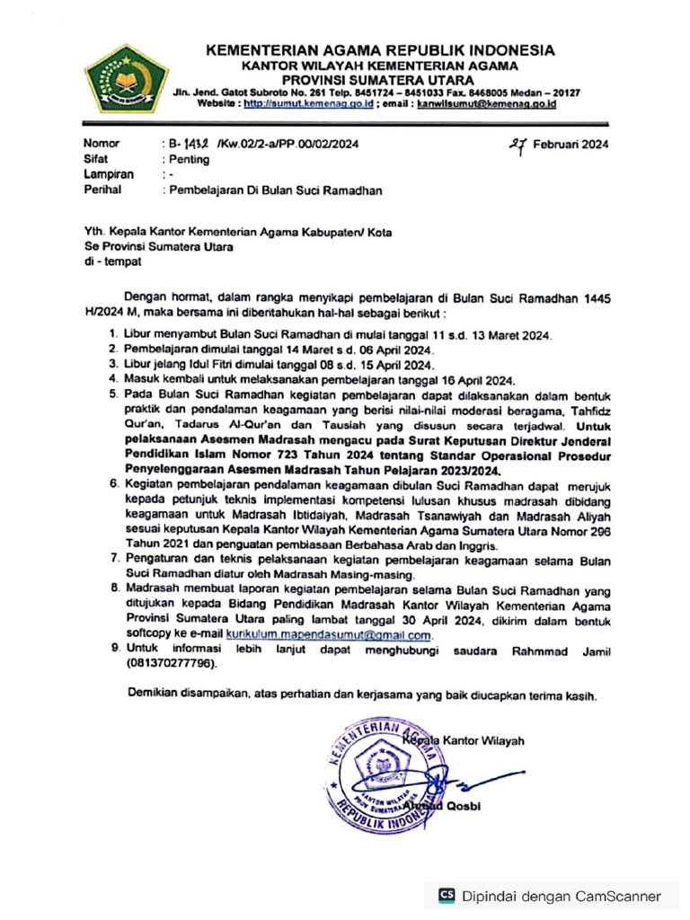 Surat Edaran Libur Ramadhan-Dikompresi | PDF