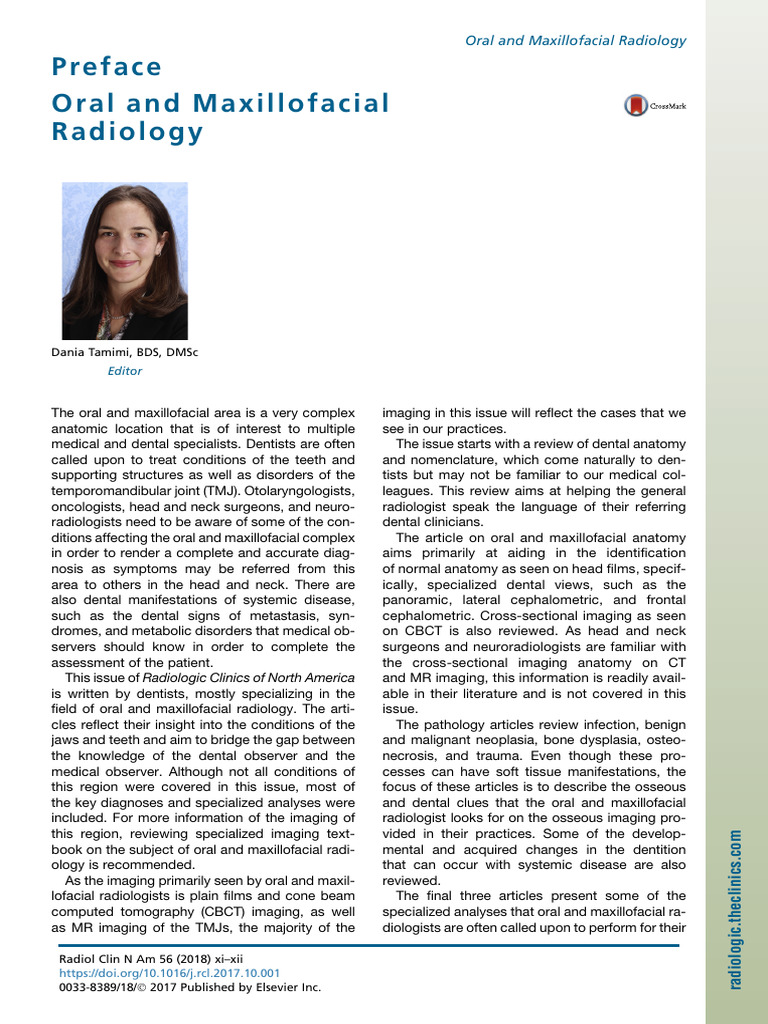 Oral and Maxillofacial Radiology 2017 RCL | PDF | Radiology | Dentistry