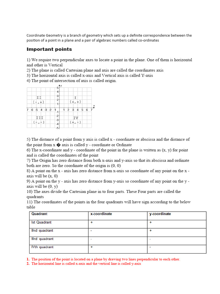 Ch3 Coordinate Geometry | PDF | Cartesian Coordinate System | Analytic ...