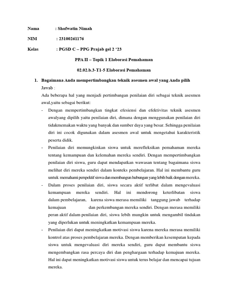 T1 - Elaborasi Pemahaman | PDF | Karier & Perkembangan | Bisnis