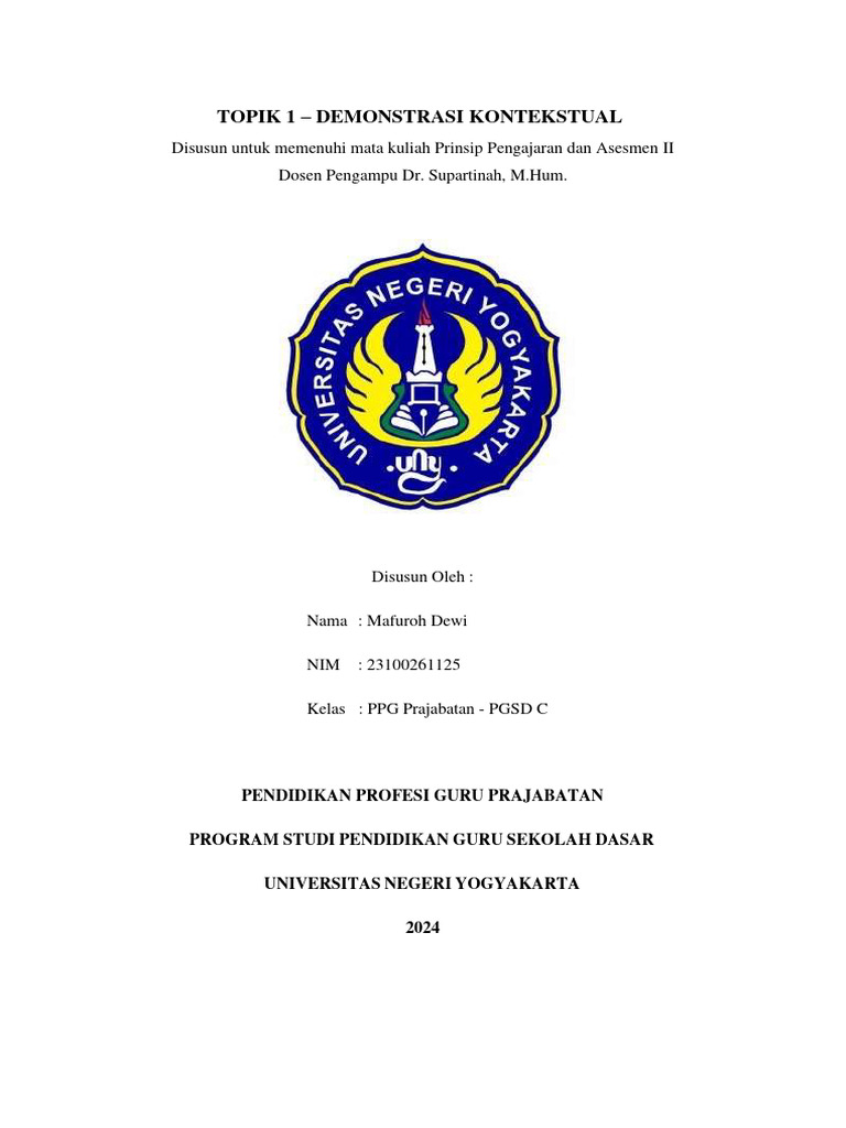 T1 PPAE 2 Demonstrasi Kontekstual - Mafuroh Dewi 23100261125 | PDF