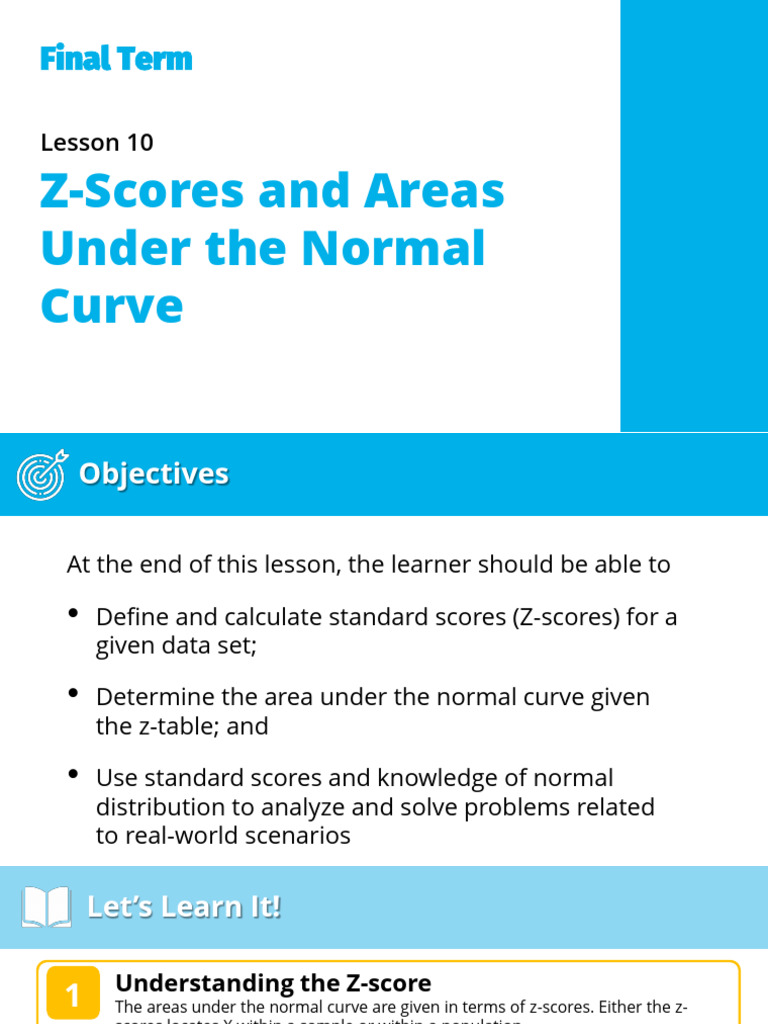 Z-Scores and Areas Under The Normal Curve | PDF | Standard Score ...