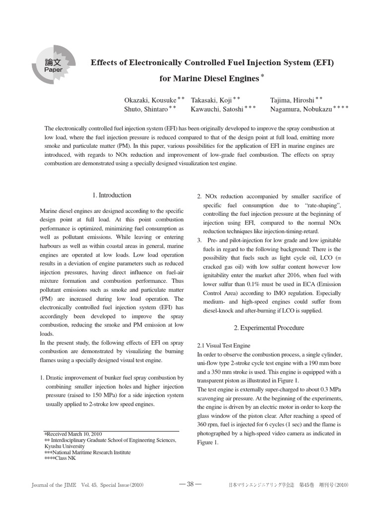 Effects of Electronically Controlled Fuel Injection System (EFI) For Marine Diesel Engines | PDF ...
