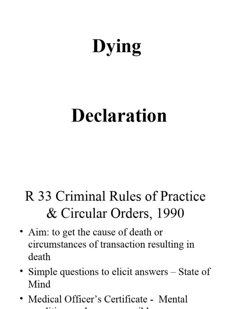 Dying Declaration | PDF | Witness | Deposition (Law)