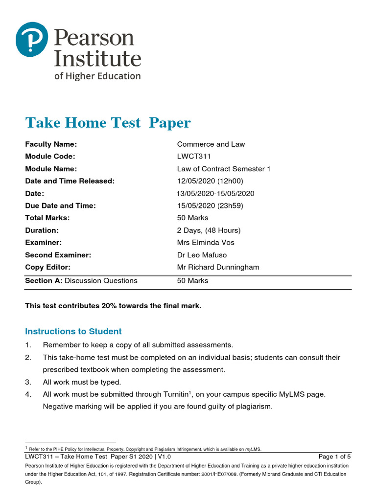 Take-Home Semester Test | PDF | Plagiarism | Justice