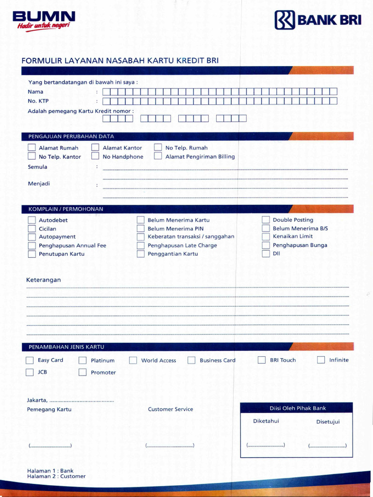 Form Layanan Nasabah | PDF
