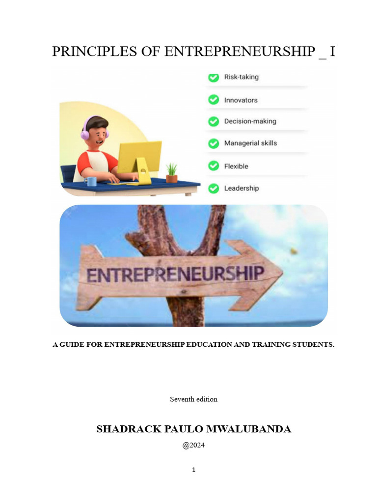 Basic Principles of Entrepreneurship - I - Mr. Shadrack PM | PDF ...