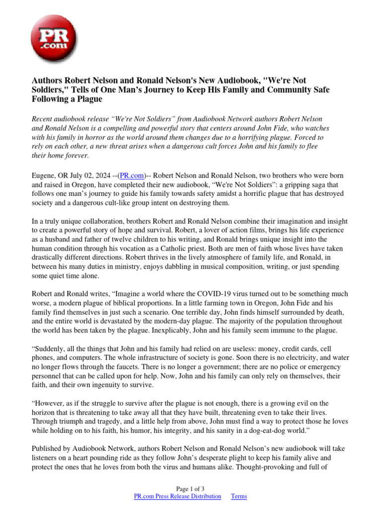 Authors Robert Nelson and Ronald Nelson's New Audiobook, "We're Not ...
