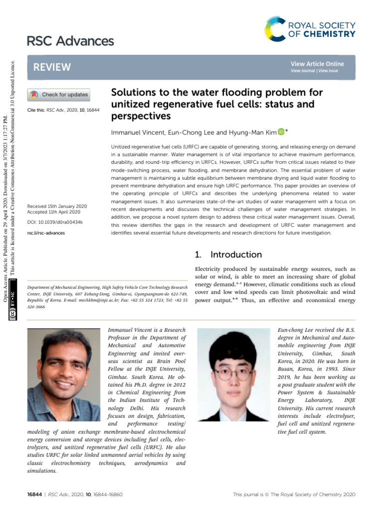 URFC Water Management Solutions | PDF | Water | Fuel Cell