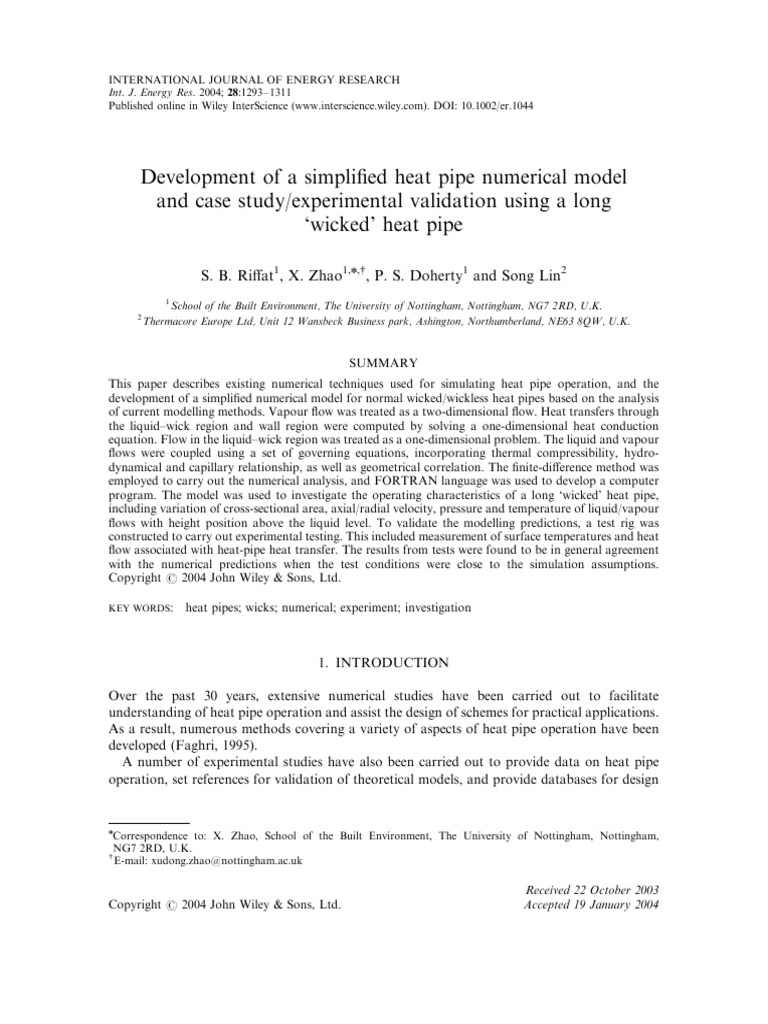 Development of A Simplified Heat Pipe Numerical Model Can Case Study ...