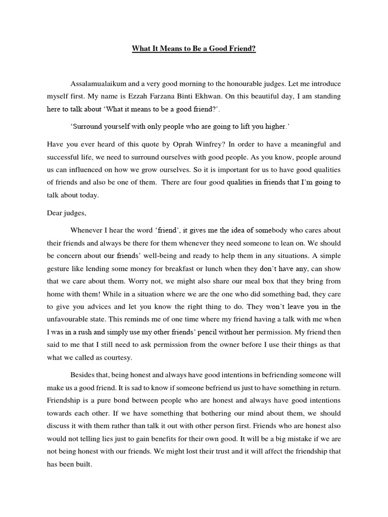 4 What It Means To Be A Good Friend | PDF