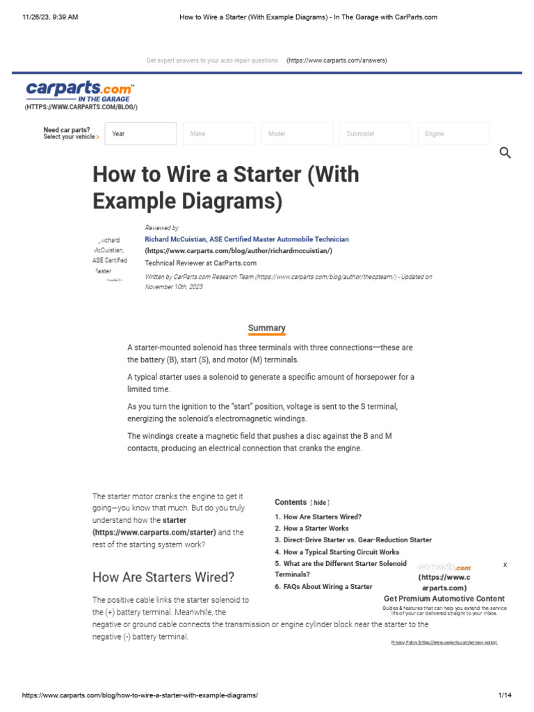 How to Wire a Starter (With Example Diagrams) - In The Garage with ...