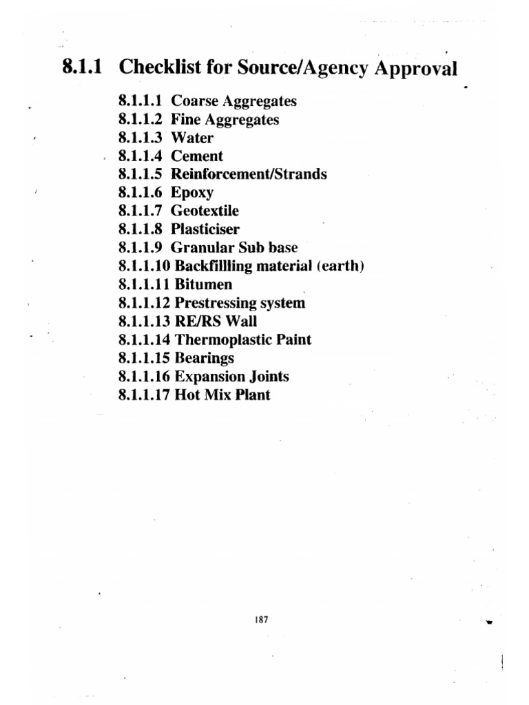Checklist-Road & Bridge Works | PDF