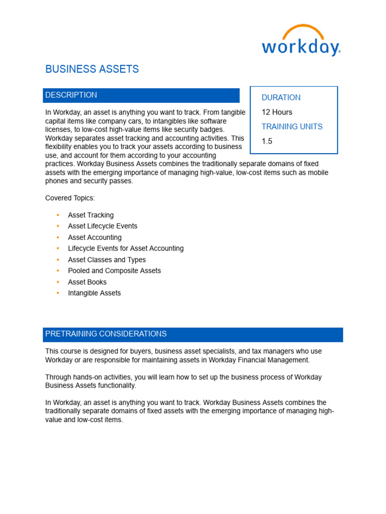 Workday Business Assets Training Guide | PDF | Business | Depreciation