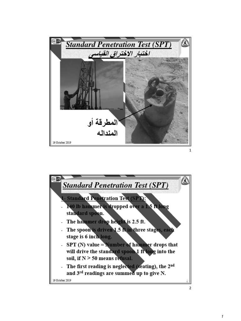 Standard Penetration Test (SPT) : 16 October 2019 1 | PDF ...