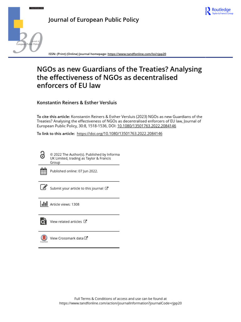 NGOs As New Guardians of The Treaties Analysing The Effectiveness of ...