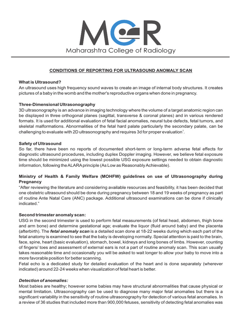 Anomaly Scan Disclaimer | PDF | Medical Ultrasound | Congenital Heart Defect