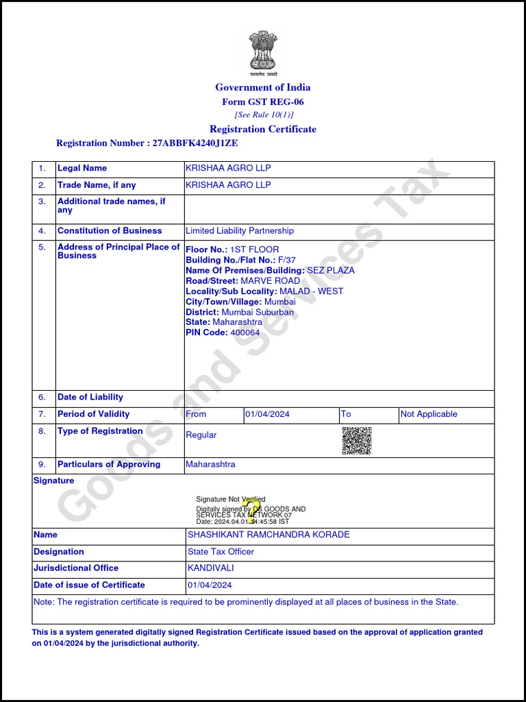 GST Certificate | PDF | Taxes | Business