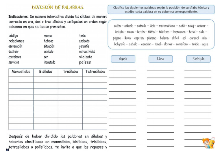 Dividiendo Silabas | PDF