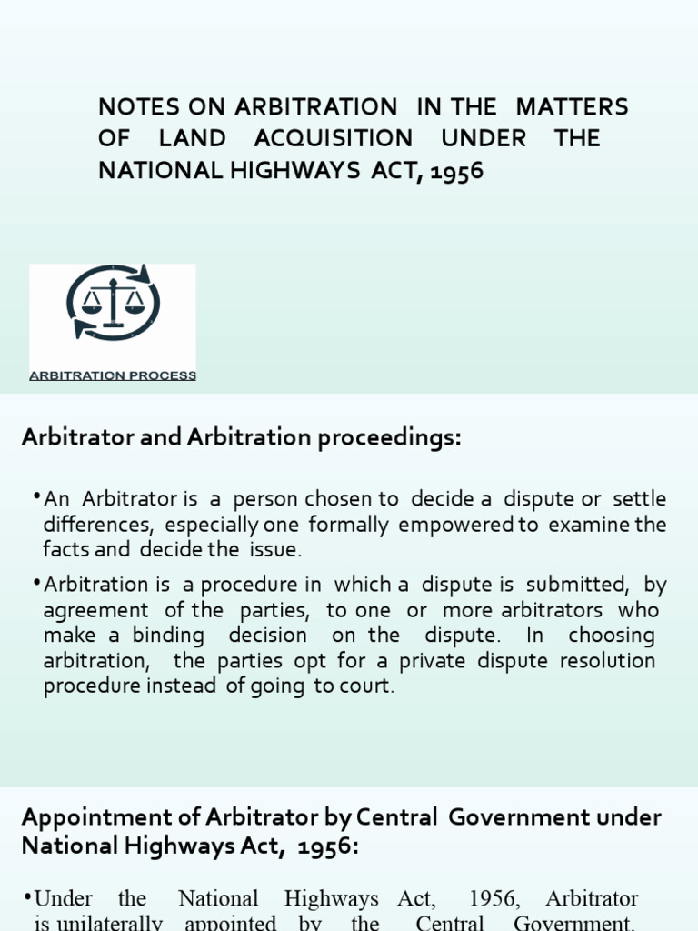 Arbitration in Land Acquisition Process | PDF | Arbitration | Arbitral ...