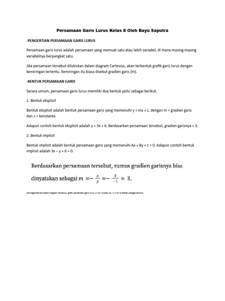 Persamaan Garis Lurus | PDF