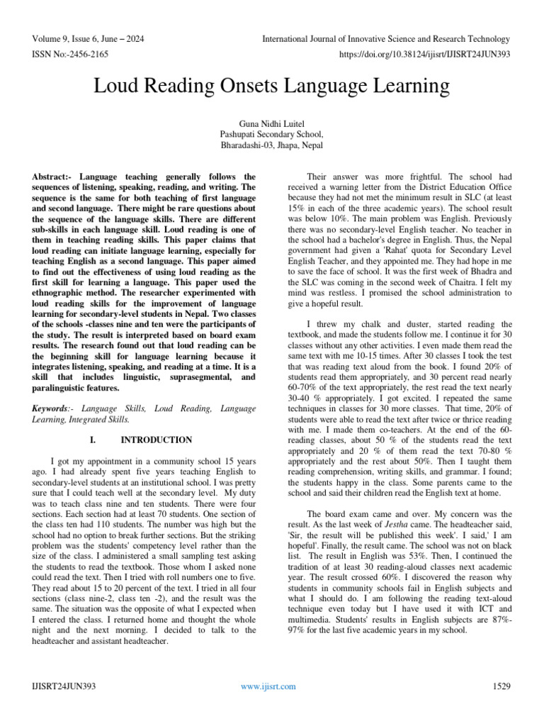 Loud Reading Onsets Language Learning | PDF | Reading Comprehension | Teachers