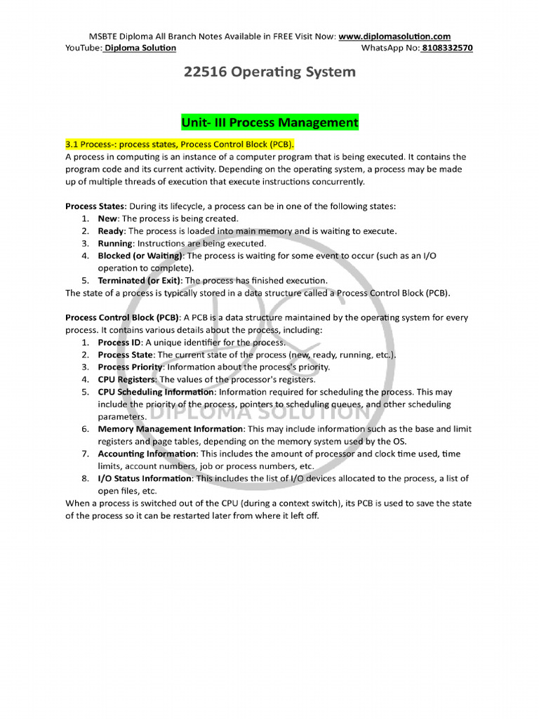 Operating System Chapter 3 Overall | PDF