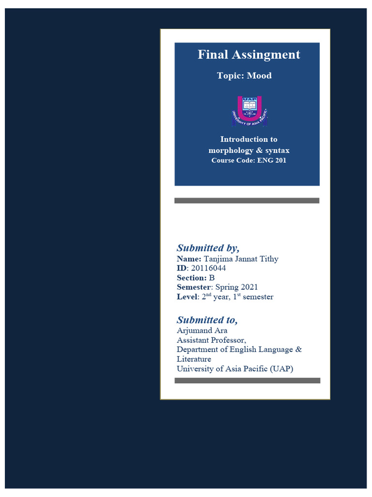 Assignment 201 Mood | PDF | Verb | Language Mechanics