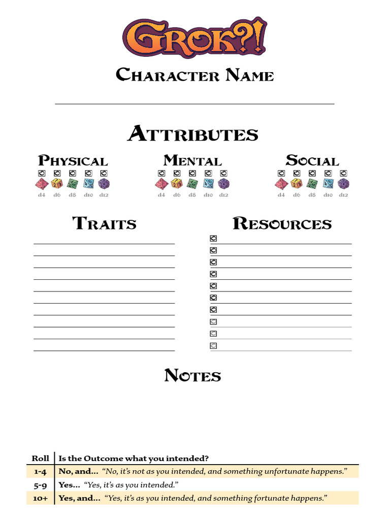 GROK CharacterSheet Fillable | PDF