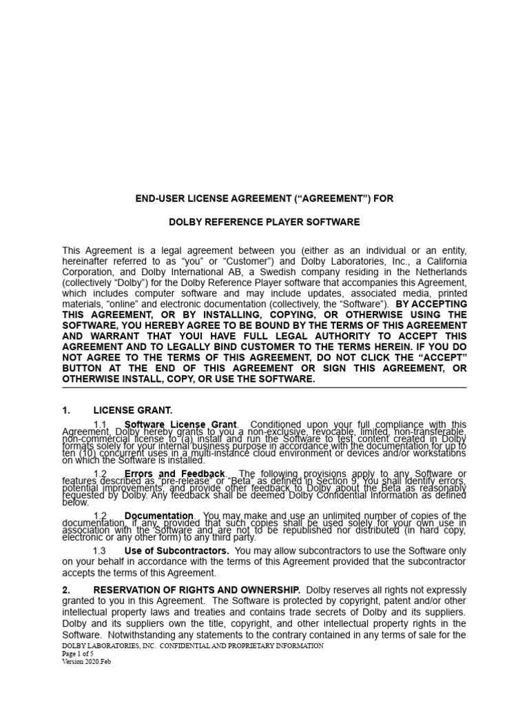 eula dolby | Download Free PDF | Indemnity | Arbitration