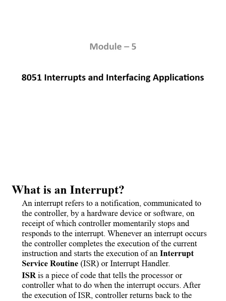 Module - 5: 8051 Interrupts and Interfacing Applications | PDF | Microcontroller | Electric Motor