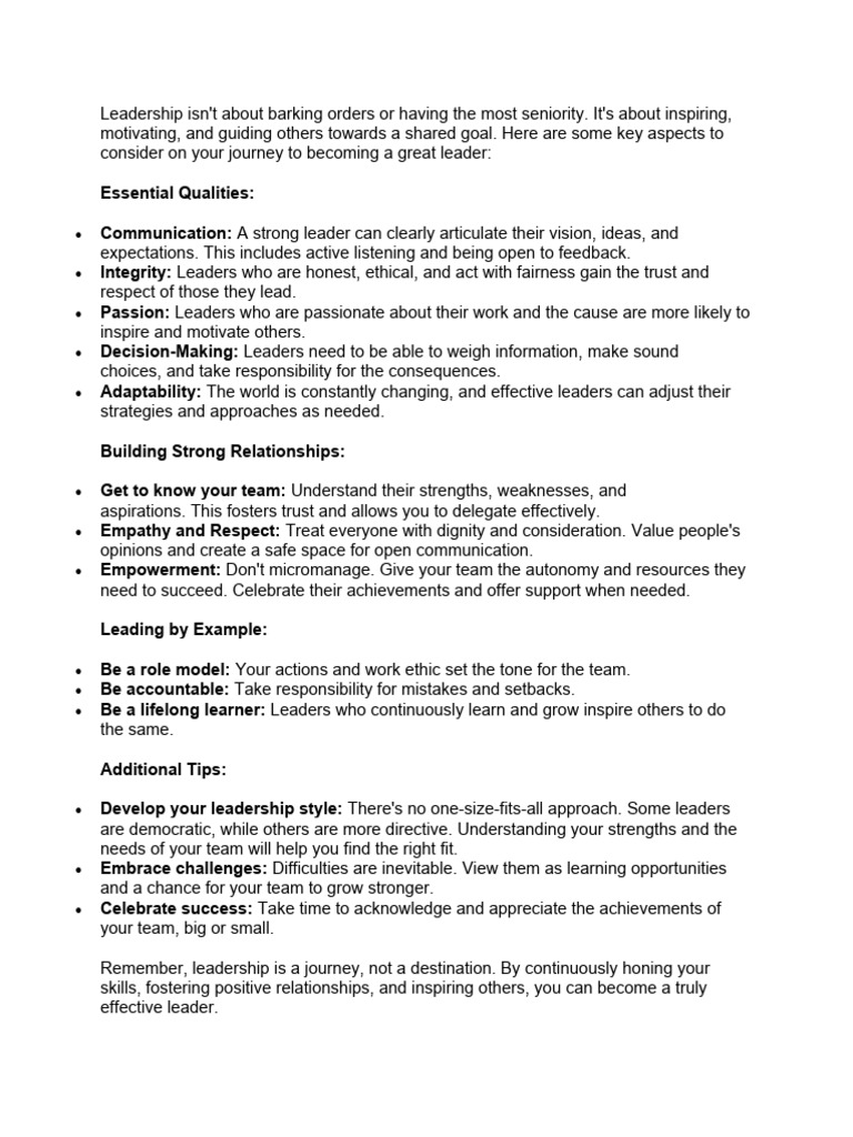 Essential Qualities of Effective Leadership | PDF | Career & Growth ...