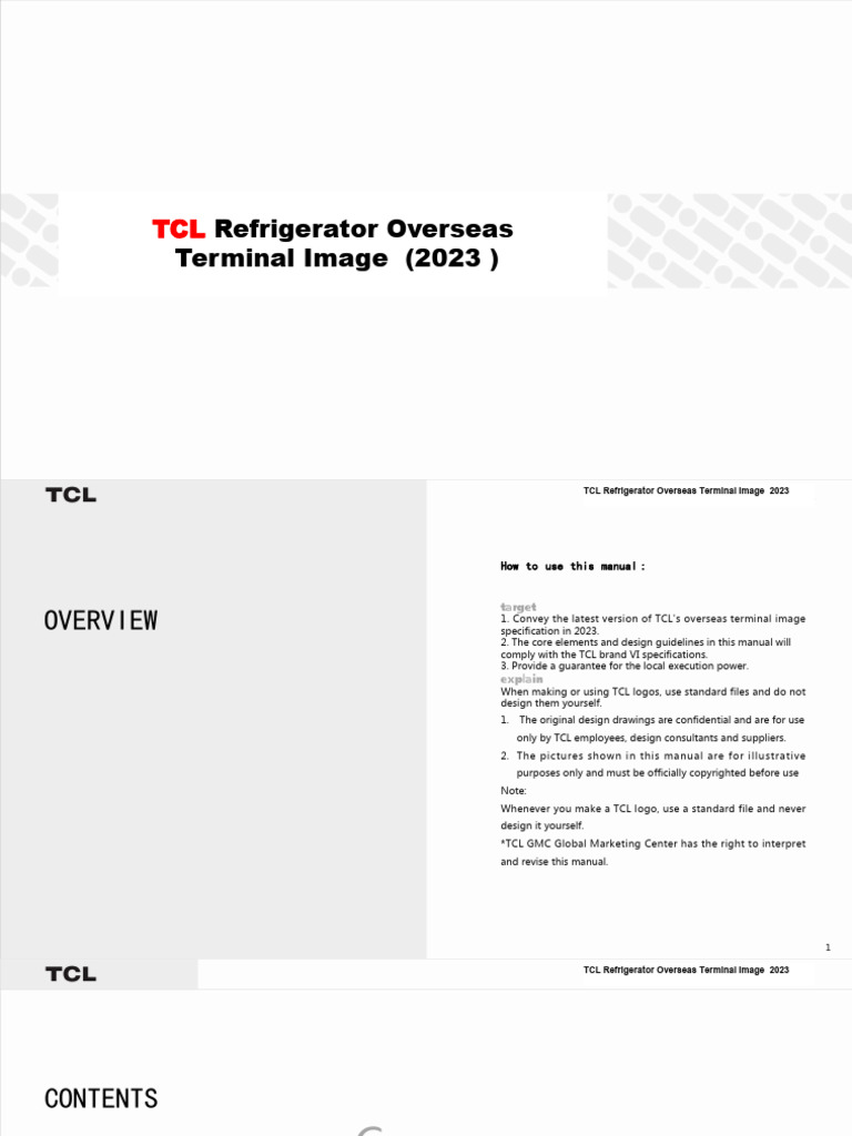 Ref - Tcl Ref Retail Guideline Tcl2023海外终端标准形象指导手册2023.12.20 - 冰箱 (英文) | PDF | Paint | Brand