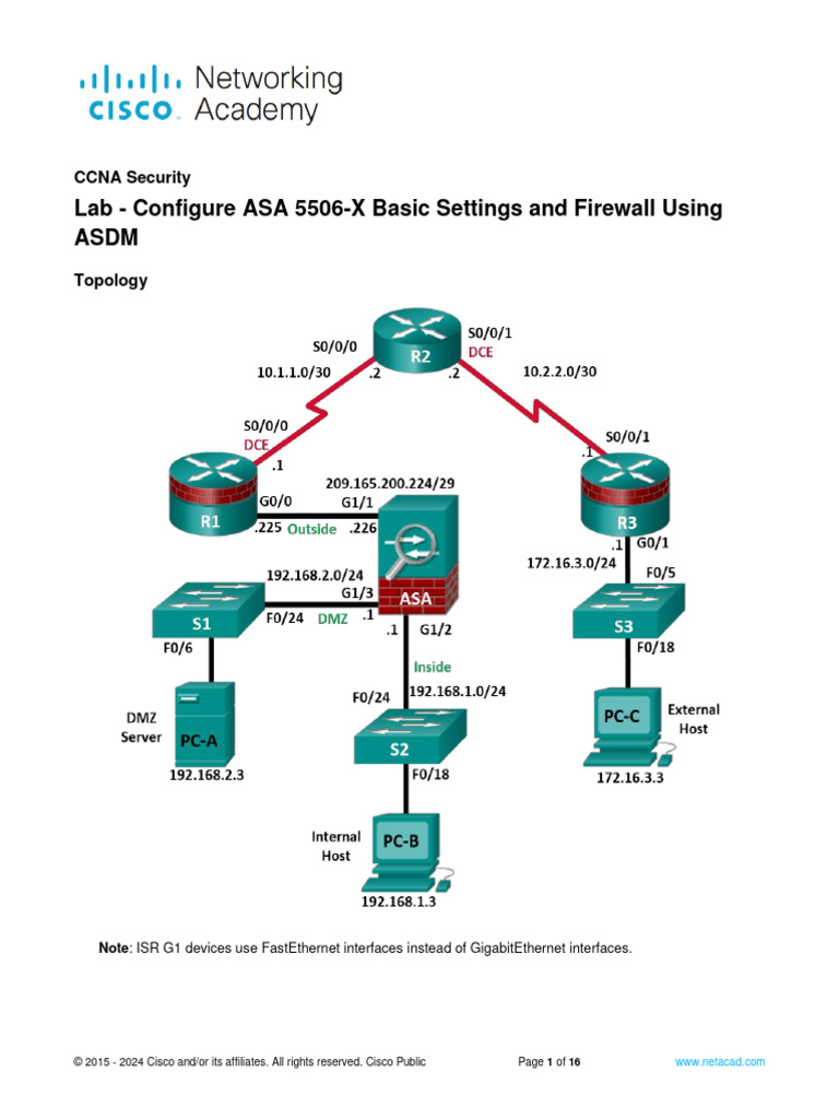 10.1.4.8 Lab - Configure ASA 5506-X Basic Settings and Firewall Using ...